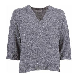KANGRA Femme, Pulls, Gris, Taille: 50 FR Pull Paillettes Manica al Gomito