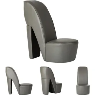 Nova The Living Store Stuhl in St&ouml;ckelschuh-Form Grau Kunstleder - Sitzsack - Designerstuhl - Lounge Chair - Modellsitz - Unikat Stuhll