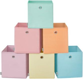 Songmics Bo&icirc;te de Rangement, Lot de 6, Inodore, Panier, Coffre Pliable, Bac, 30 x 30 x 30 cm, en Tissu, pour &Eacute;tag&egrave;re Cubique, Organisateur Color&eacute;, pour Chambre