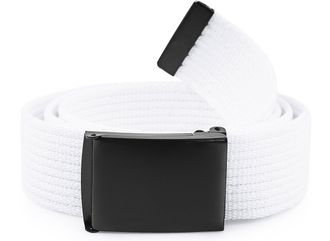 Ladeheid G&uuml;rtel Herren Verstellbarer Stoffg&uuml;rtel aus Baumwolle G&uuml;rtel ohne L&ouml;cher f&uuml;r M&auml;nner Geeignet f&uuml;r Arbeit, Reisen oder M&auml;nnergeschenke P10 (Wei&szlig;-Schwarz