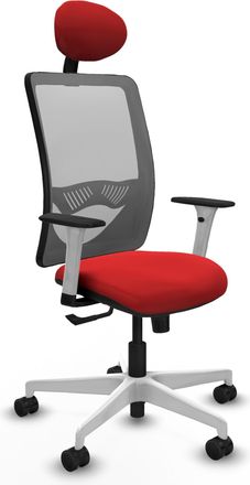 Piqueras y Crespo Roter B&uuml;rostuhl Zulema mit wei&szlig;en und schwarzen Armlehnen, h&ouml;henverstellbare Lendenwirbelst&uuml;tze und festes Kopfteil, ausgestattet mit 3 Positionen, Gr