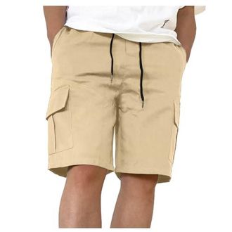 Generic Pantalon cargo pour homme - Couleur unie - Avec poche - Short de sport d&eacute;t&eacute;, kaki, 3XL
