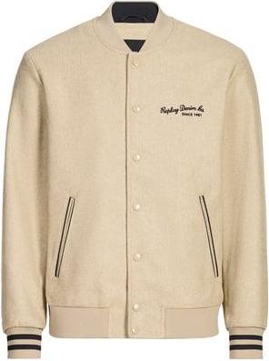 Replay Veste universitaire en coton m&eacute;lang&eacute;