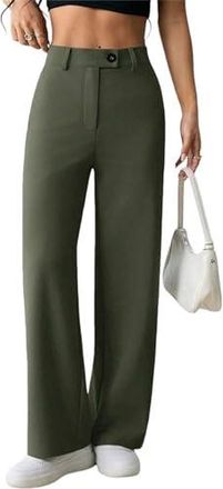Generic Pantalon habill&eacute; taille haute large et droit pour femme - Pantalon extensible et d&eacute;contract&eacute; - Pantalon daffaires de travail - Pantalon de bureau 2026