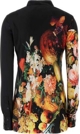 Dries Van Noten Floral Printed Silk Skirt - Black