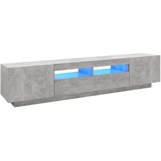 vidaXL Vidaxl - Meuble tv avec lumi&egrave;res led Gris b&eacute;ton 200x35x40 cm