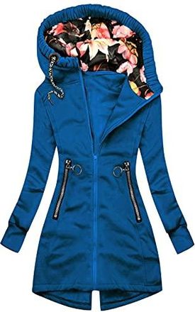 Generic Vestes tendance &agrave; capuche pour femmes 2026 avec fermeture &eacute;clair et poche de couleur unie, bleu, 3XL