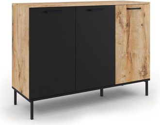 IDMarket Idmarket - Buffet 110 cm oakland 3 portes bois et noir design industriel