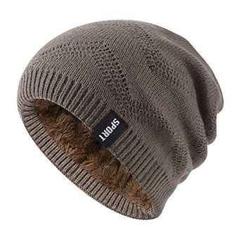 Generic Chapeaux dhiver en coton tricot&eacute; de couleur unie pour homme, chapeau chaud tricot&eacute; pour la course &agrave; pied, le sport, chapeau tricot&eacute; en coton pour homm
