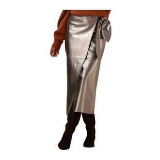 Ibana Metallic Midirock - - Skirts - Damen - Grau - XS