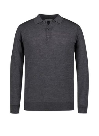 John Smedley Herren Pullover grau Merinowolle unifarben