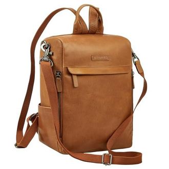 STILORD Tarik Sac a dos antivol cuir pour tablette 10,5 pouces Sac a dos ville Besace sac dos sac de voyage, Couleur:tropica - marron