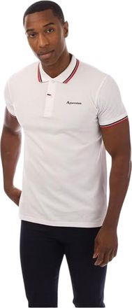 Aquascutum Poloshirt f&uuml;r Herren, Schmal, kurz&auml;rmlig (Wei&szlig;/Marine)