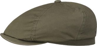 Stetson Cotton Twill Flatcap Gef&uuml;ttert Baumwolle Atmungsaktiv Unifarben Herren Fr&uuml;hjahr Sommer Oliv XXL (62-63 cm)
