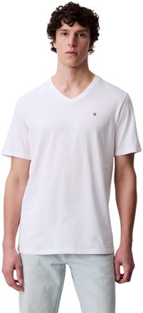 Calvin Klein Herren T-Shirt Kurzarm Smooth Solid Tee mit V-Ausschnitt, Weiß (Brilliant White), XL