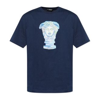 Versace T-Shirt mit Medusa-Kopf - - Tops - Herren - Blau - M