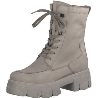 Marco Tozzi Damen Stiefeletten zum Schnüren aus Leder Plateau, Braun (Taupe Nubuck), 38