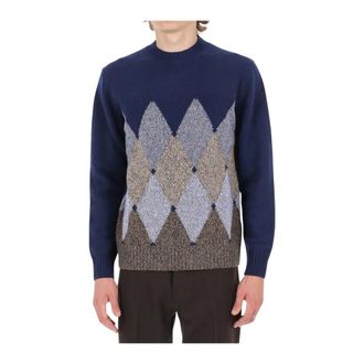 Ballantyne Pull col rond Diamond Moulin&eacute; - Homme - Pulls - Bleu - Taille: L