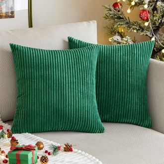Miulee 2er Set Weihnachten Kissenbezüge Kord Kissenhülle Dekorative Kissenbezug Sofakissen Couchkissen Dekokissen Zierkissenbezug Deko Kissenhülle mit Verste