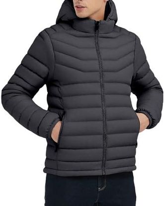 Generic Vestes bouffantes matelassées à capuche pour femmes, grandes et grandes, chaudes, coupe-vent, légères, en coton, rembourrées, chaudes, courtes, doudou