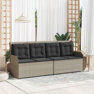 vidaXL vidaXL Banc de jardin avec coussin Gris clair Poly rotin