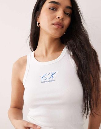 Calvin Klein Jeans D&eacute;bardeur c&ocirc;tel&eacute; - Blanc