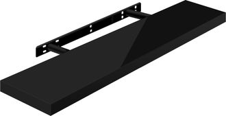 Woltu Wandregal Volato Wandboard freischwebend hochglänzend Schwarz Schweberegal CD DVD Regal Bücherregal, aus MDF, 90x22,9x3,8cm RG9481sz