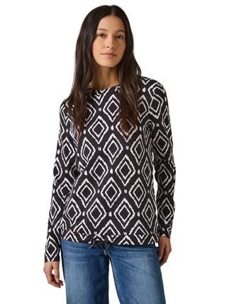 Cecil Damen B322270 Bedrucktes Langarmshirt, Deep Charcoal Grey, L EU