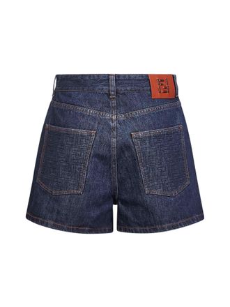 Fendi Womens Dark Blue Stretch Cotton Denim Shorts