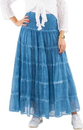 Coline Jupe Longue boh&egrave;me doubl&eacute;e - Couleur : Indigo - Taille Unique