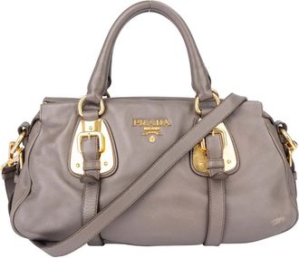 Prada Crossbody Bags - Prada Grey Leather Vitello Handbag - Gr. unisize - in Bunt - für Damen