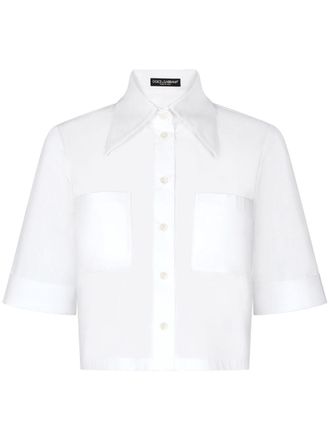 Dolce & Gabbana chemise en coton à coupe crop - Blanc