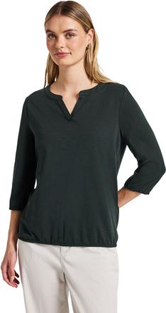 Street One Damen Split Neck Jersey Shirt