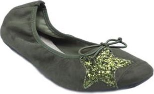 Primtex Ballerines Femme en Daim avec Semelle Intérieure Cuir Motif Etoile Pailletée