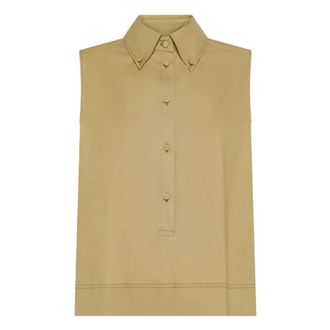 Seventy &Auml;rmellose Bluse aus Stretch-Popeline - - Blouses & Shirts - Damen - Beige - M