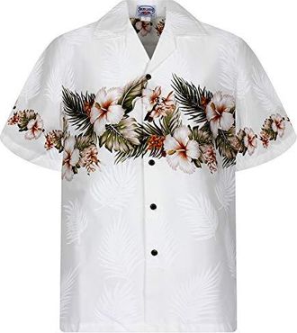 Pacific Legend PLA Original Chemise Hawaienne, Chest Pressure, Blanc, 4XL