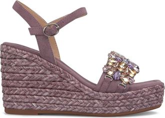 Alma En Pena Alma EN Pena, Femme, Chaussures, Violet, Taille: 38 EU Sandale Plateforme Esparto Pierre avec Strass Floraux