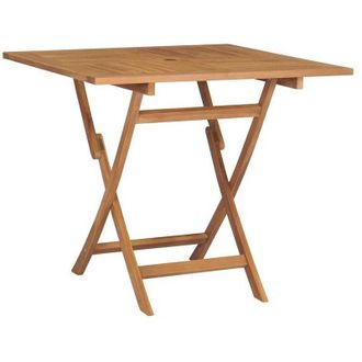 Les Tendances Table de jardin carr&eacute;e pliable teck massif clair Kounjo