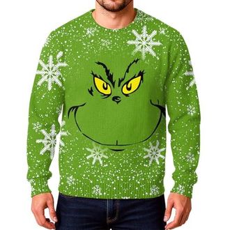 Generic Le Grinch Pull De Noel Homme col Rond Noel Costume Vetement Sweatshirts Enfant 2025 Famille Drole zippé Sweat Ugly Pyjama The Pulls Deguisement Sweate
