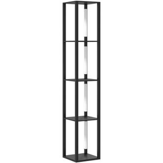 HOMCOM Homcom - Lampadaire &eacute;tag&egrave;res design led H.163 cm 4 niveaux luminosit&eacute; r&eacute;glable mdf noir