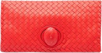 Bottega Veneta Pre-owned Woven Nappa Clutch - Femme - Pre-owned - Rouge - Taille: ONE Size