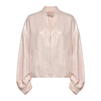 Genny Femme, Vestes, Rose, Taille: 36 FR Tweed Sequin Bomber Jacket