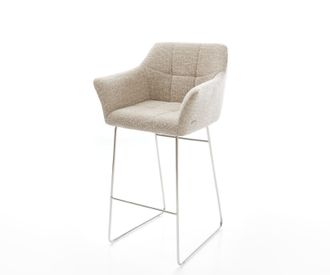 DELIFE Barstuhl Yulo-Flex Webstoff Soft Beige Kufengestell Edelstahl Silberfarben, Barst&uuml;hle
