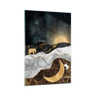 Arttor Wandbilder Dekoration Wohnzimmer Art Deco Mond Sonne Bilder auf Glas 80x120cm Glasbild Schlafzimmer K&uuml;che Deko Wand Kunstdruck Art Gro&szlig; XXL Wanddeko B