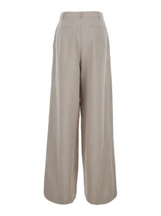 Merci Womens Trousers High-Waisted Cotton Beige