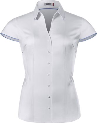 Vincenzo Boretti Bluse, Slim-fit/tailliert, Stretch, Hemdkragen, Kurzarm - bügelleicht weiß 34