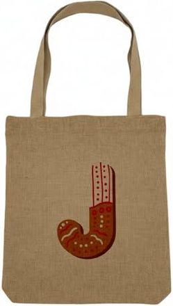 Fabulous Sac Shopping Tote Bag Aspect Lin - J Jerome Julie Lettre Alphabet Pr&eacute;nom Noel Enfant - Sac de Courses Toile Epaisse 360g Beige Naturel Cabas Port&eacute; Epa