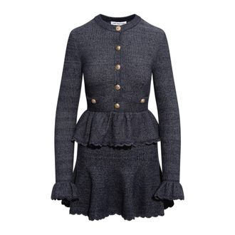 Self Portrait Strukturierter Strick-Minikleid - - Dresses - Damen - Blau - L