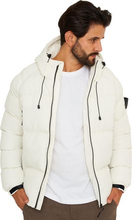 SOULSTAR Herren Winterjacke mit Kapuze Steppjacke Pufferjacke Outdoorjacke &Uuml;bergangsjacke Mens Jacket MJ-PANHARD-Ecru-XXL