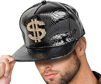 Generic Chapeau de baseball Dollar Sign pour rappeur, chapeau hip-hop r&eacute;glable, ajustement confortable, accessoires de v&ecirc;tements des ann&eacute;es 80, chapeau de rap